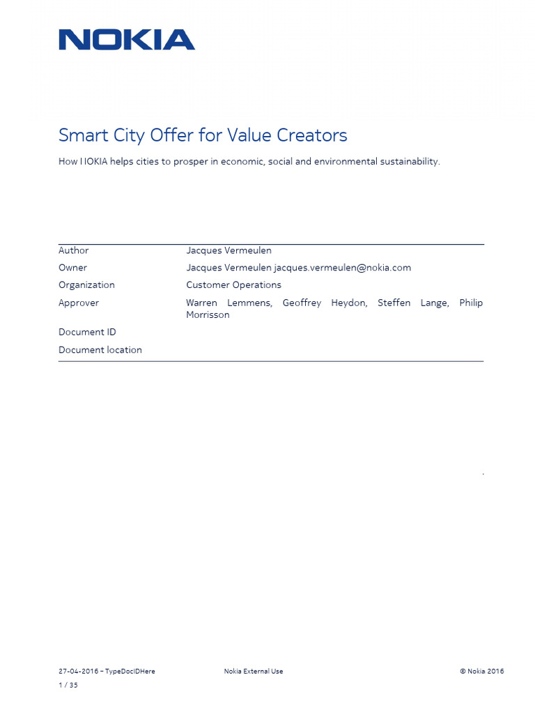 Smart City Offer For Value Creators | PDF | Internet Of Things | Big Data