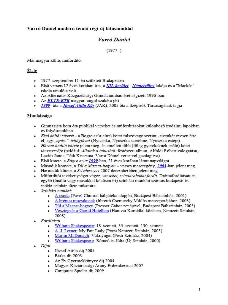 Varró Dániel | PDF