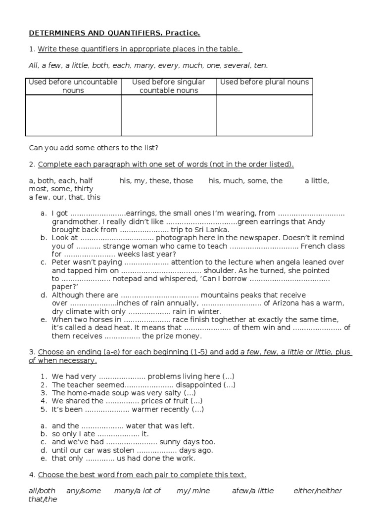 Determiners and Quantifiers | PDF