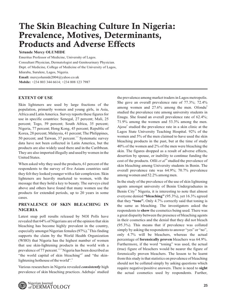 NJD 2017 - The Skin Bleaching Culture in Nigeria - YM Olumide | PDF