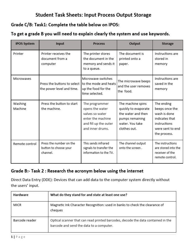 Student Task Sheets | PDF | Computer Data Storage | Barcode