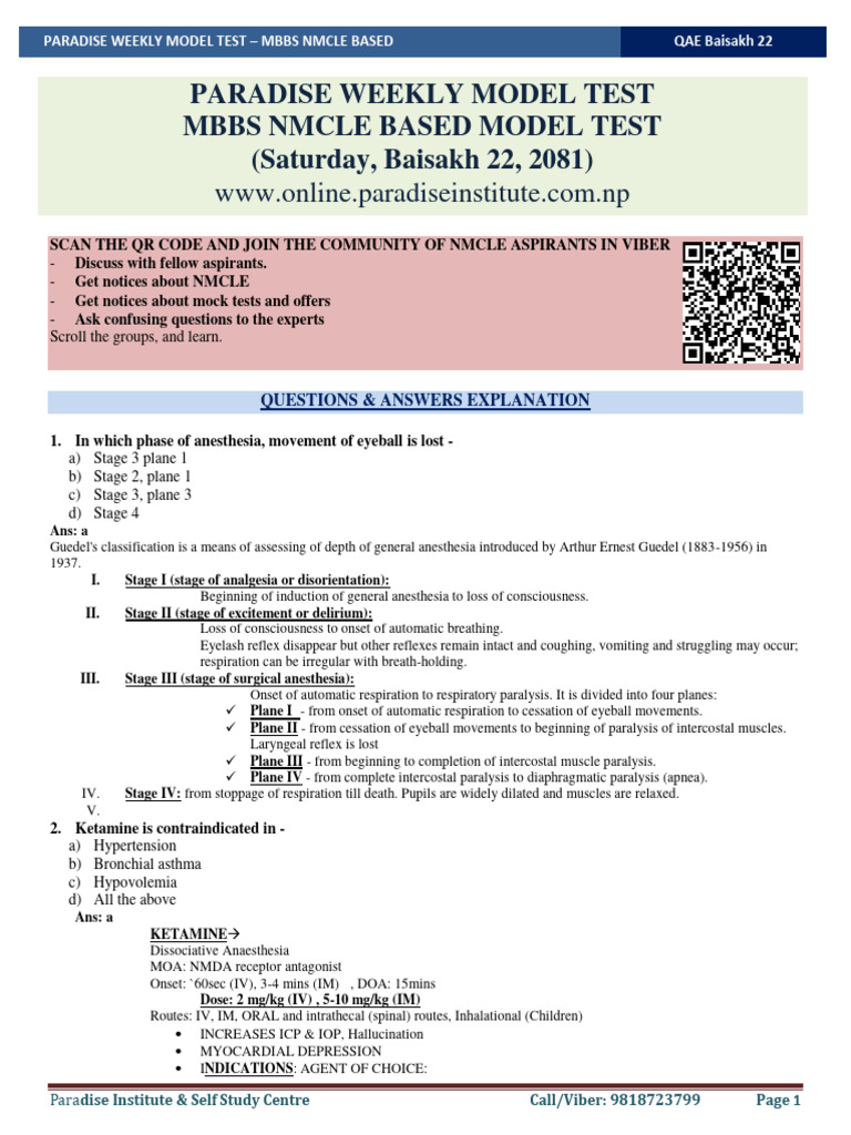 MBBS NMCLE Model Test Prep | PDF | Hip | Knee