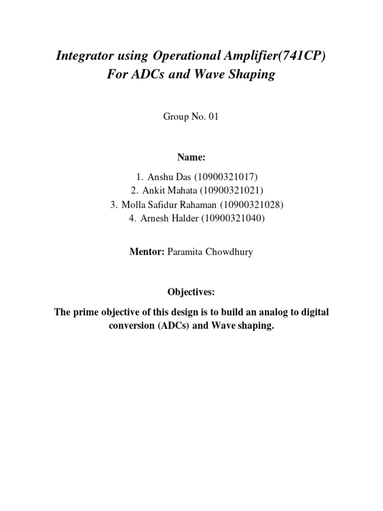 Integrator 2024 | PDF | Operational Amplifier | Analog To Digital Converter