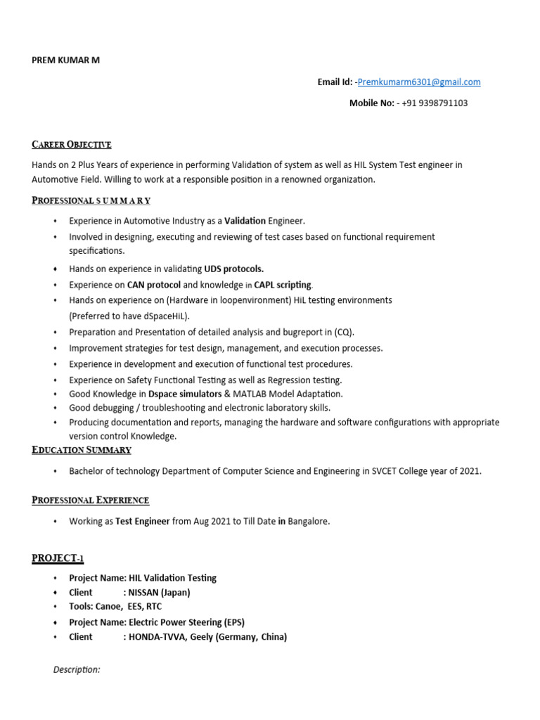 Prem Kumar-Resume | PDF | Simulation | Computer Science