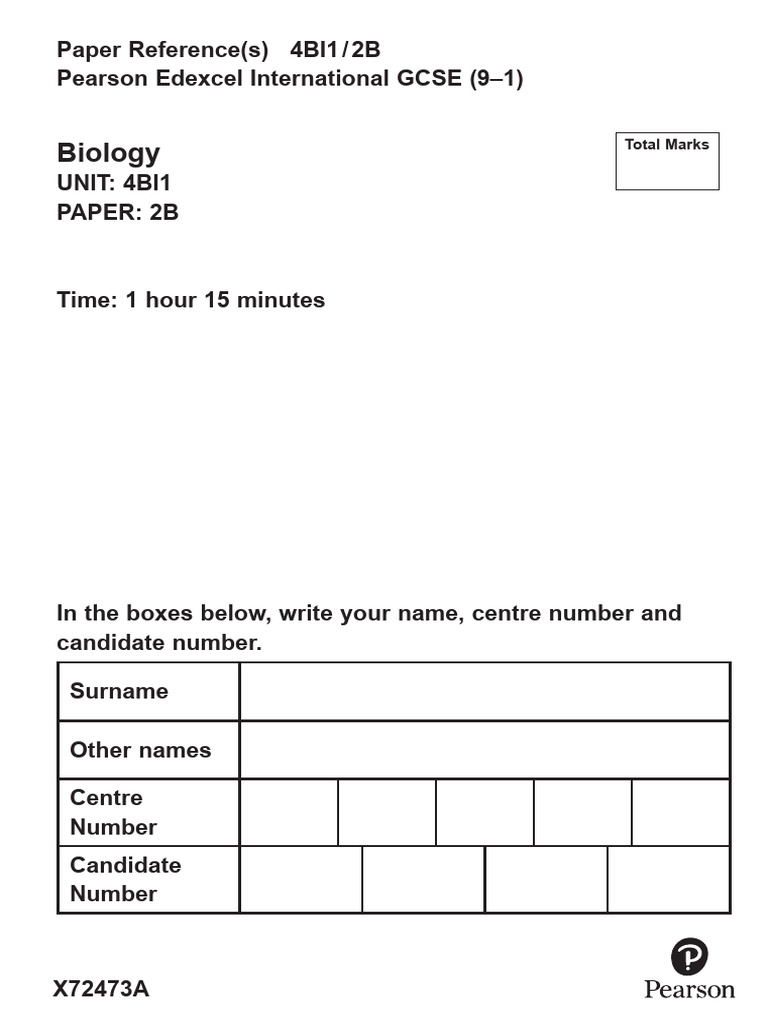 Biology: Paper Reference(s) 4BI1 / 2B Pearson Edexcel International ...