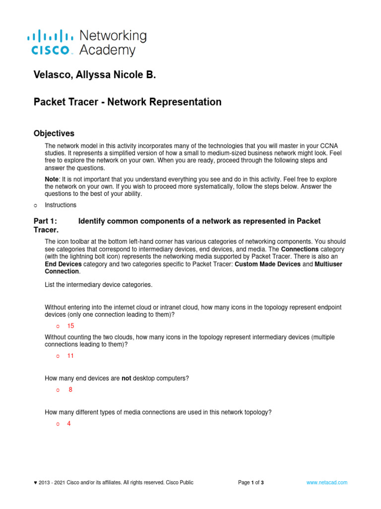1.5.5 Packet Tracer - Network Representation - Velasco | Download Free ...