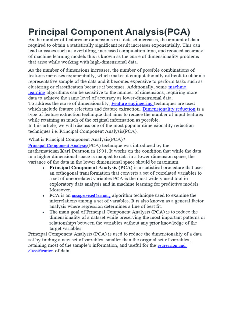 Principal Component Analysis | PDF | Principal Component Analysis | Machine Learning