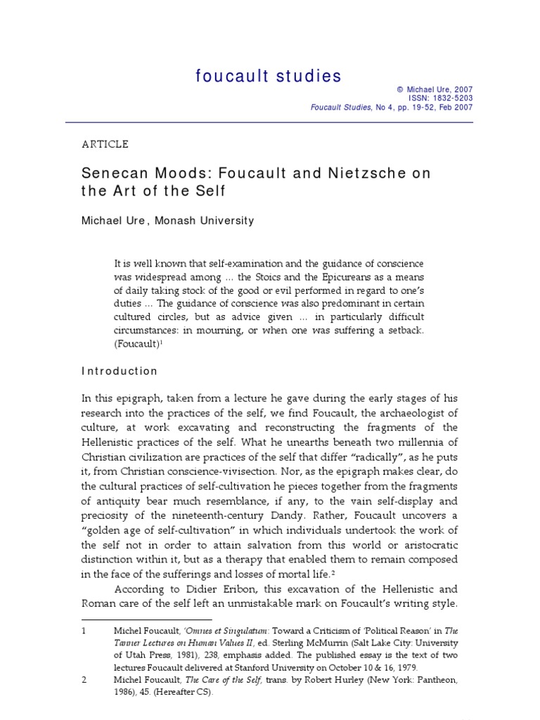 Foucault Nietzsche Self | Download Free PDF | Stoicism | Michel Foucault
