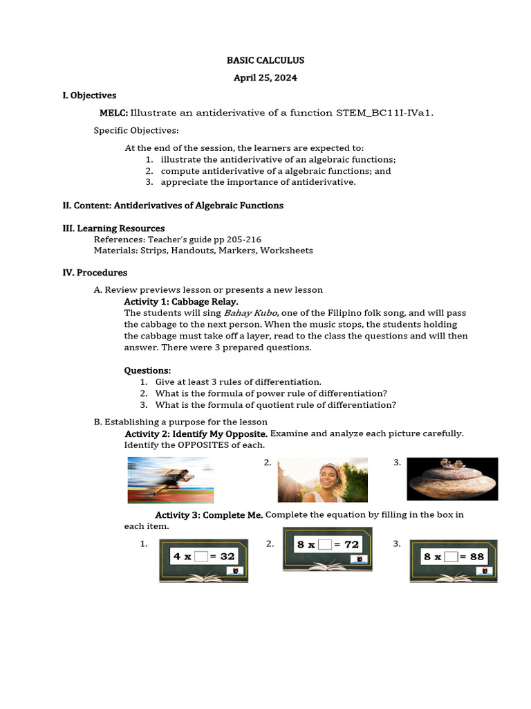 Basic Calculus (Co3) | PDF | Integral | Function (Mathematics)