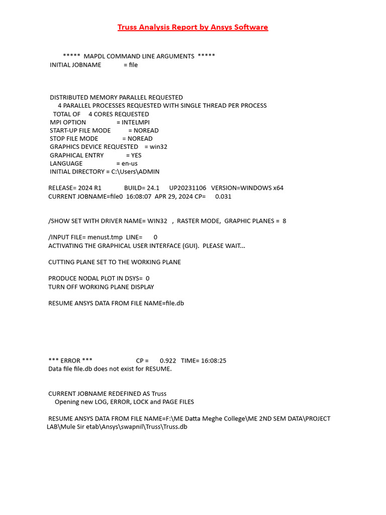 Ansys Truss Report | PDF | Rotation | Beam (Structure)