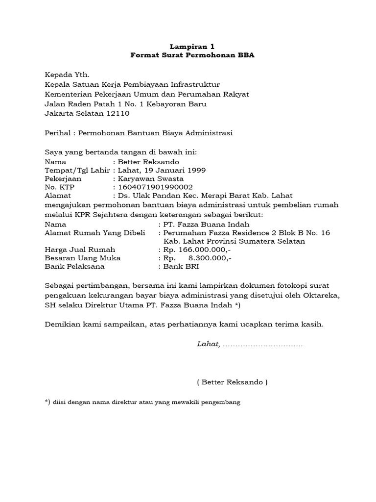 Lampiran Form Permohonan BBA | PDF