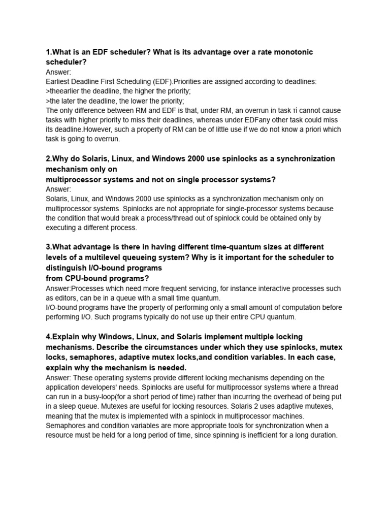 Quiz 3 part 2 | PDF | Scheduling (Computing) | Process (Computing)
