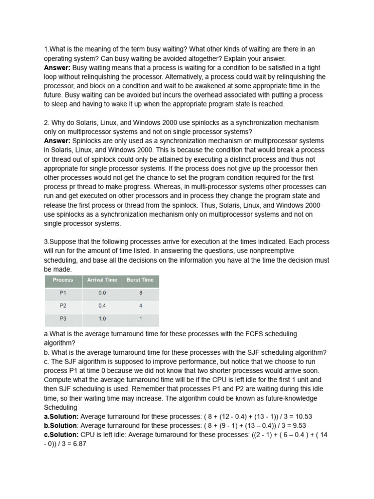 Quiz 3 | Download Free PDF | Thread (Computing) | Synchronization