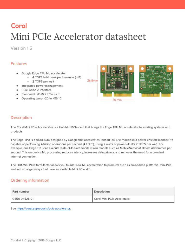 Coral Mini PCIe Datasheet | PDF | Electrical Engineering | Computer ...