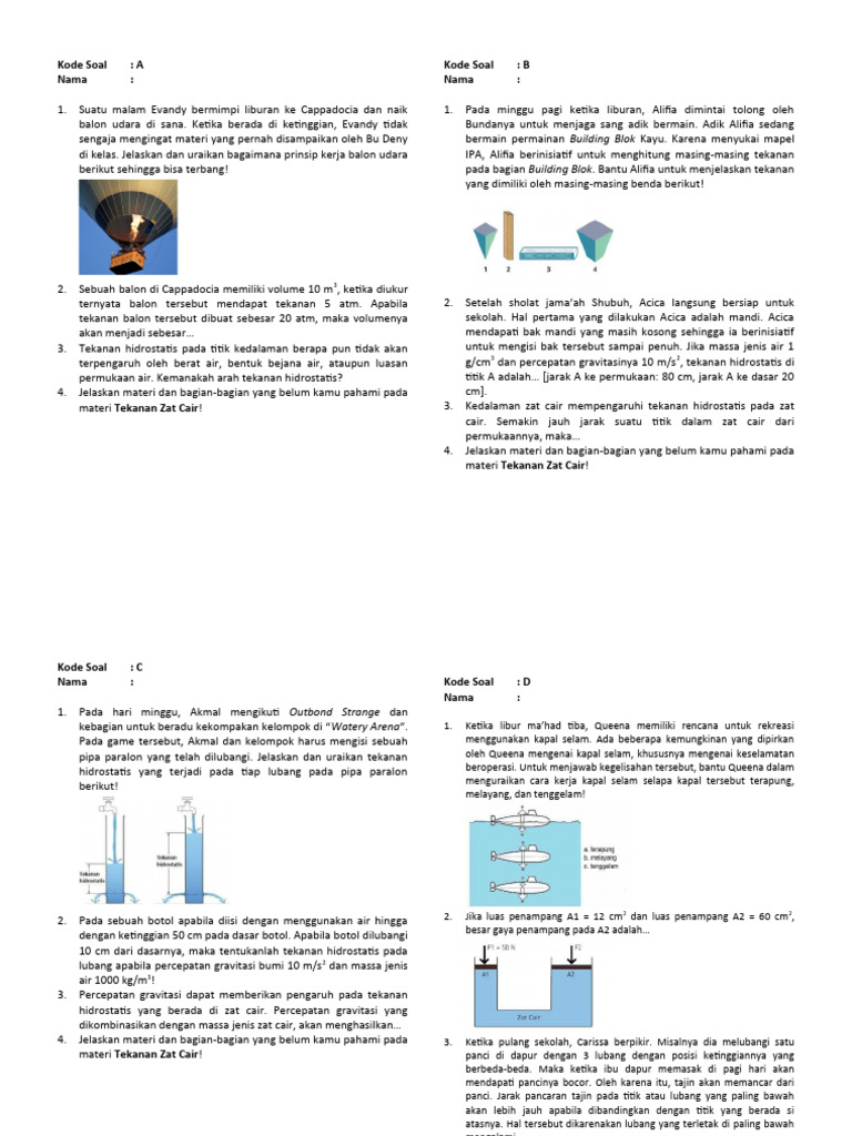 Soal Quis Kelas 8 - Tekanan Zat Padat | PDF