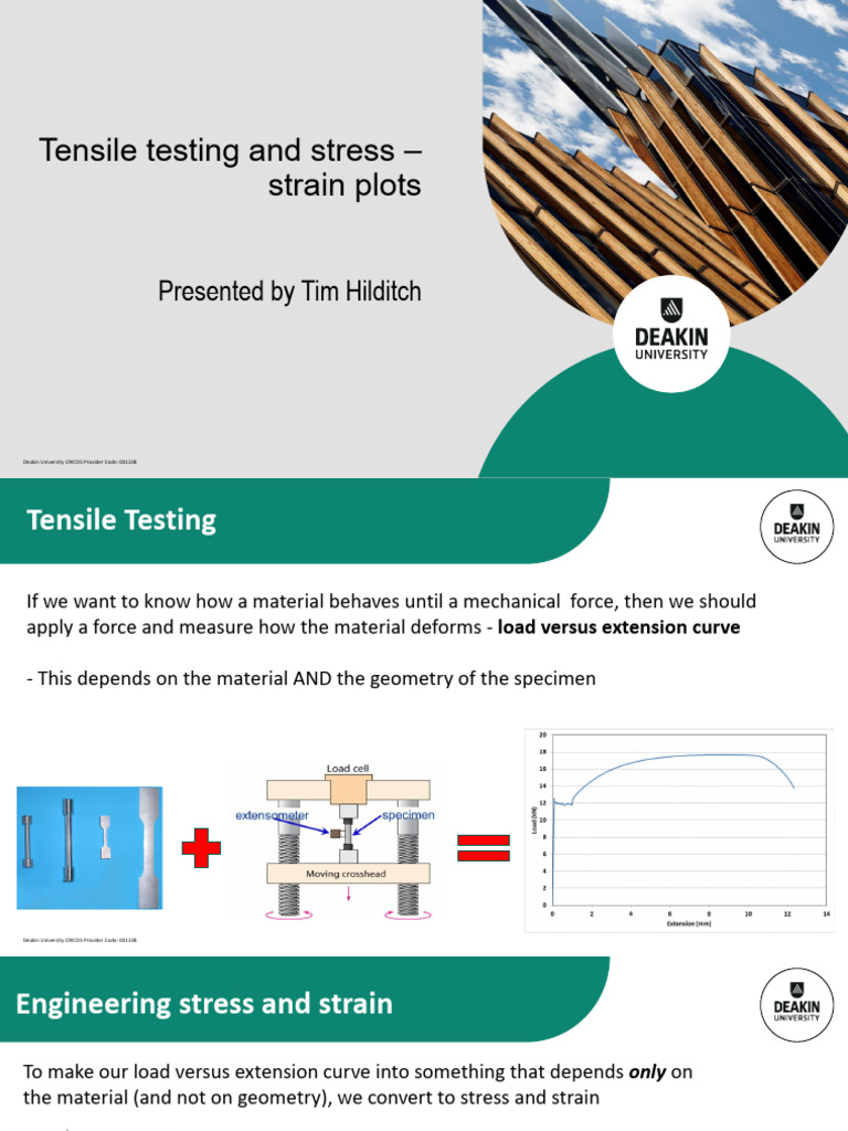 Tensile Testing And Stress Strain Plots Pdf Deformation