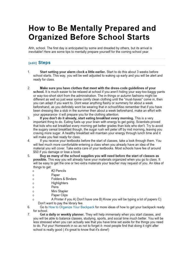 Mental Prep Tips for Back to School | PDF