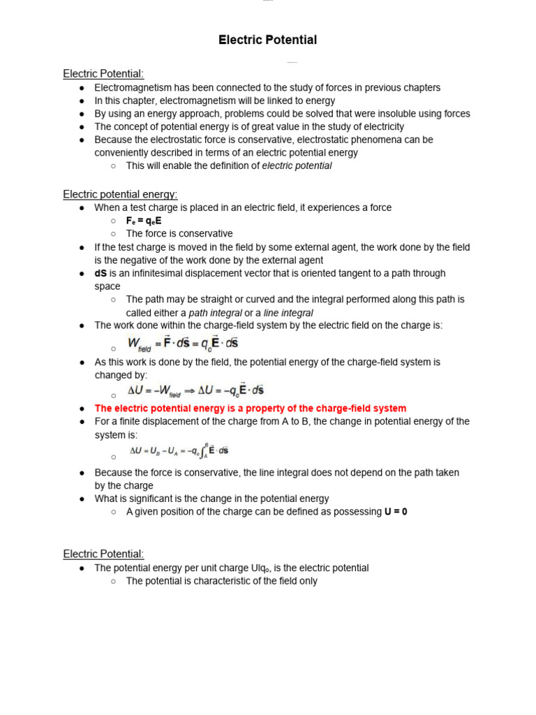 Electric Potential | PDF | Electronvolt | Electric Field