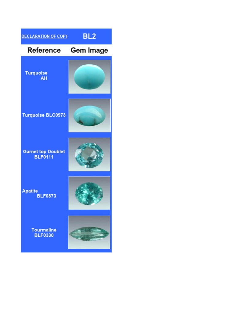 Gemstone Spectra Comparison BL2 GREENISH BLUE GEMS | PDF | Gemstone | Color