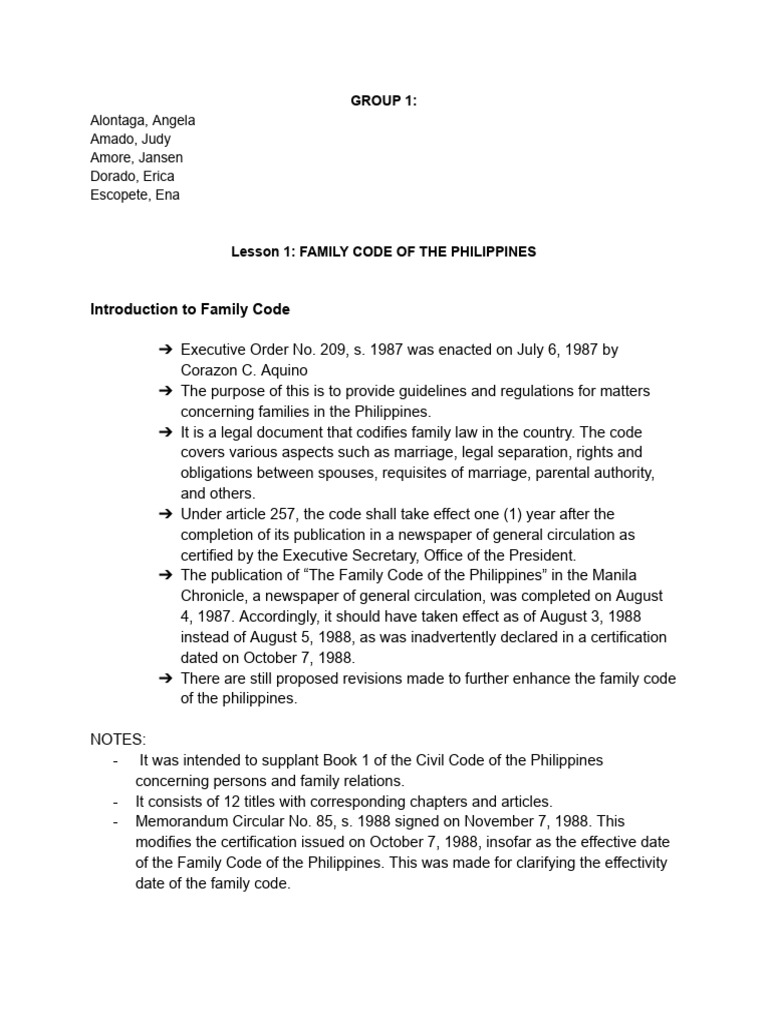 FAMILY-CODE-IN-MARRIAGE-NOTES | PDF | Annulment | Marriage