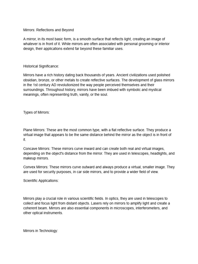 Mirrors | PDF | Mirror | Optics