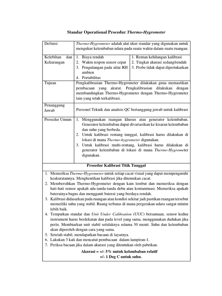 SOP Thermo-Hygrometer (KelembabanUdara) | PDF | Sains & Matematika | Komputer