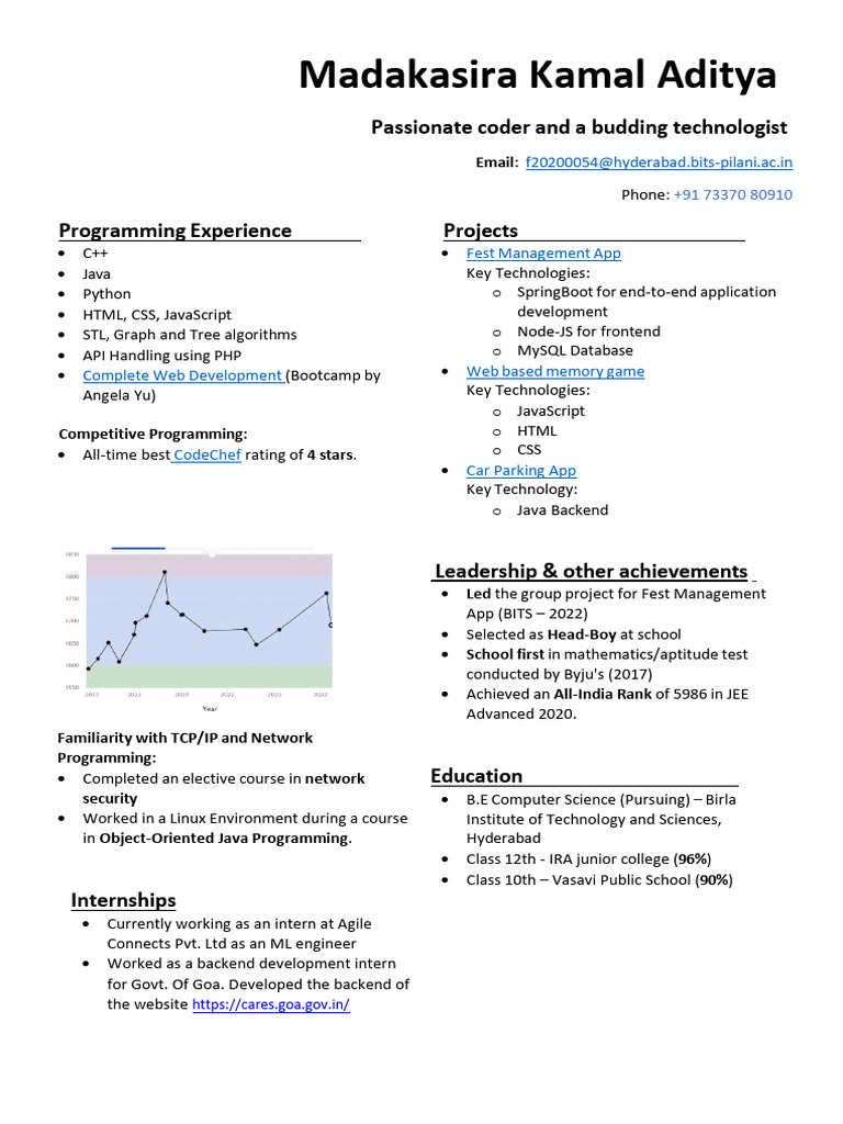 Madakasira Kamal Aditya: Passionate Coder and A Budding Technologist | PDF | Web Application ...