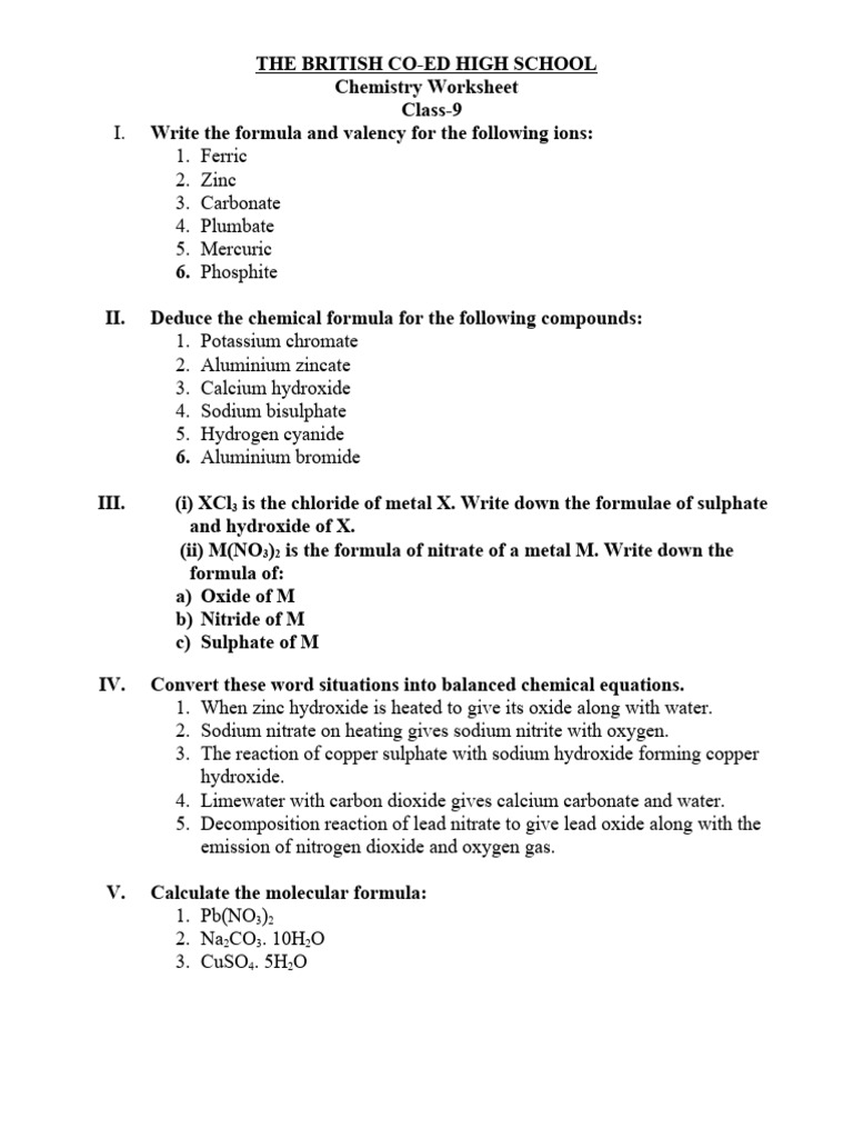 Practice Worksheet Grade 9 | PDF