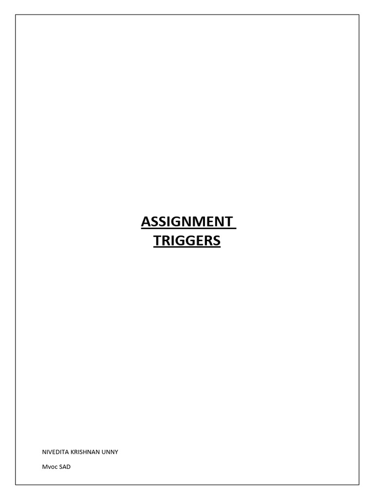 Nivedita Krishnan - ASSIGNMENT TRIGGERS | PDF | Information Retrieval | Data Management