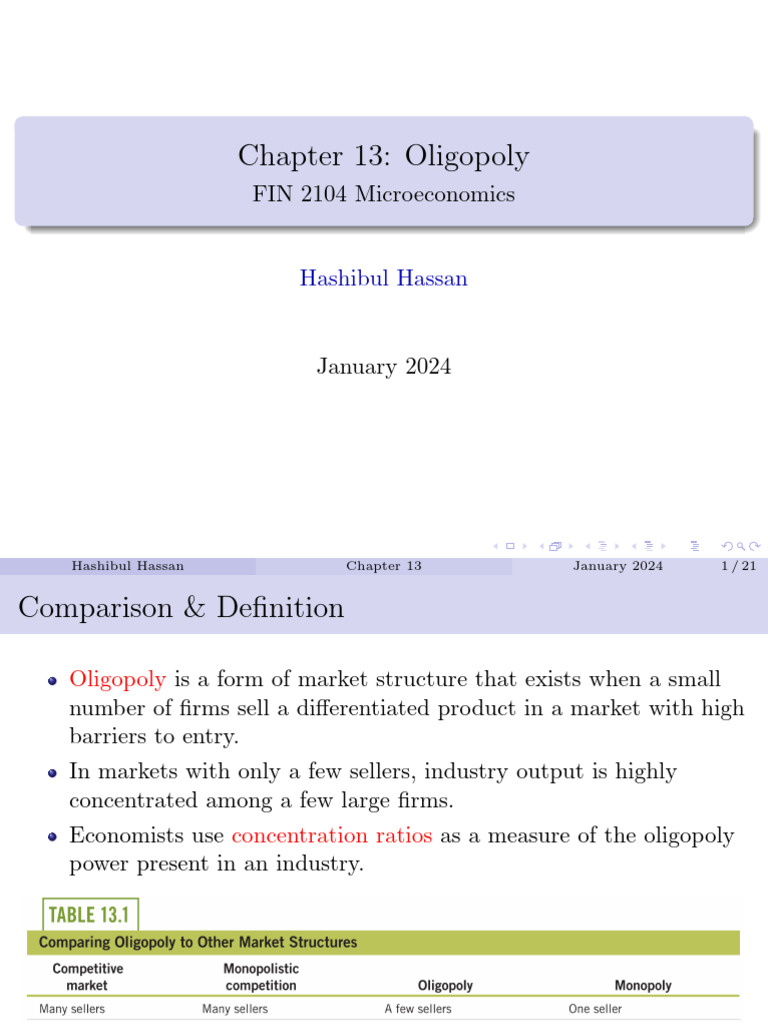 Chapter 13 oligopoly | PDF | Oligopoly | Monopoly
