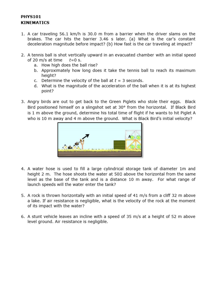 Kinematics - Problem Set | Download Free PDF | Acceleration | Velocity