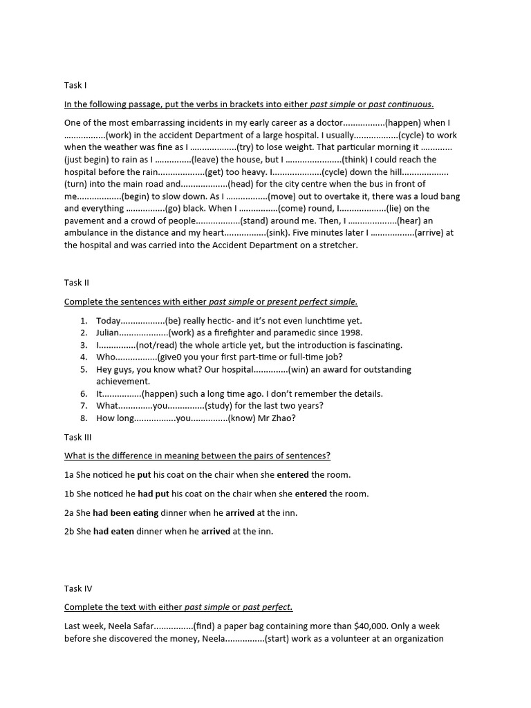 Past Tenses - Review | PDF