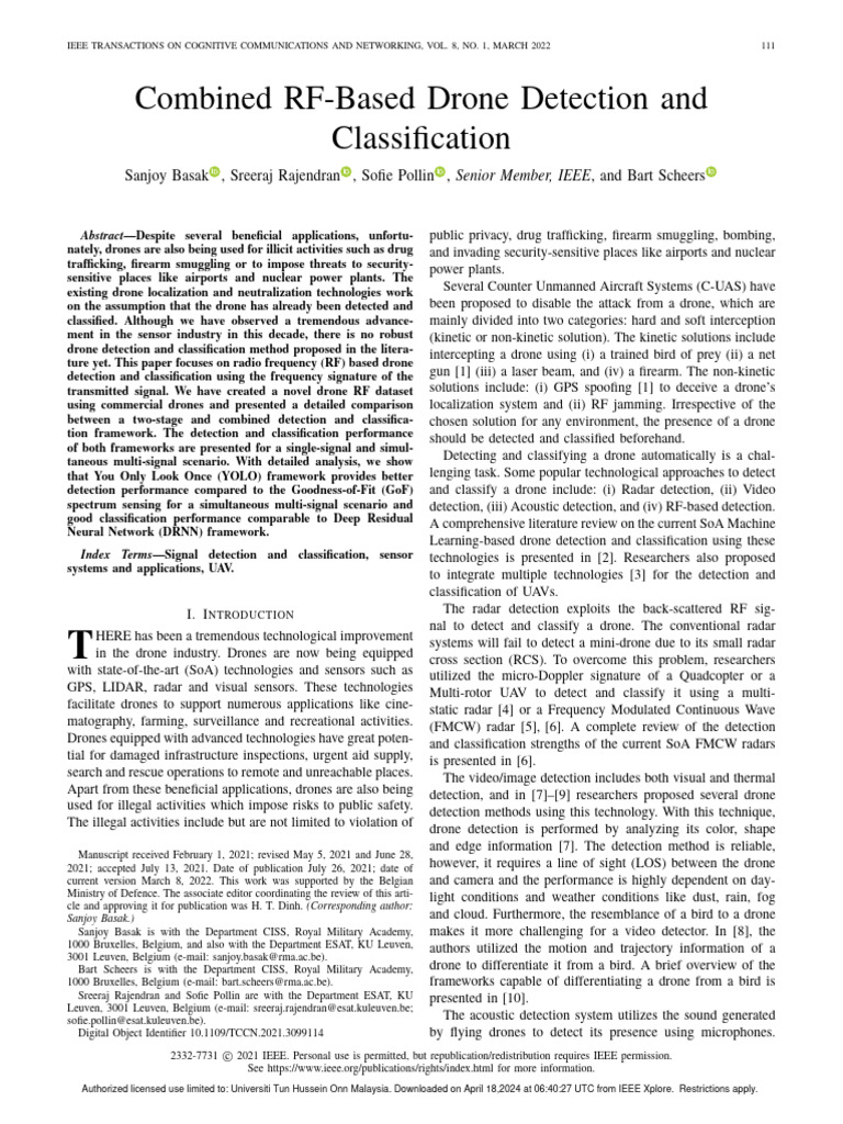 251 Combined Rf Based Drone Detection And Classification