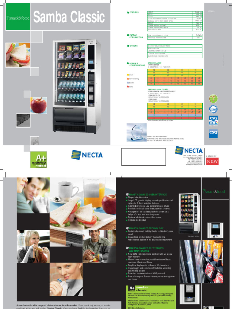 Samba Classic Vending Machine Brochure | Download Free PDF | Vending ...