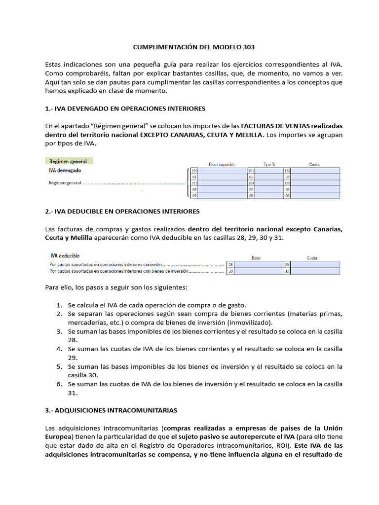 Guía para Cumplimentar Iva Mod. 303 | PDF | Factura | Economias