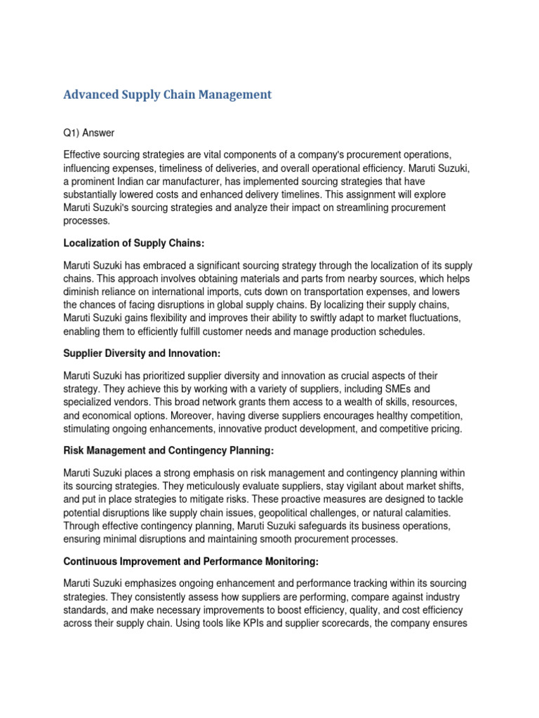 Advanced Supply Chain Management.v1 | PDF | Supply Chain | Performance ...