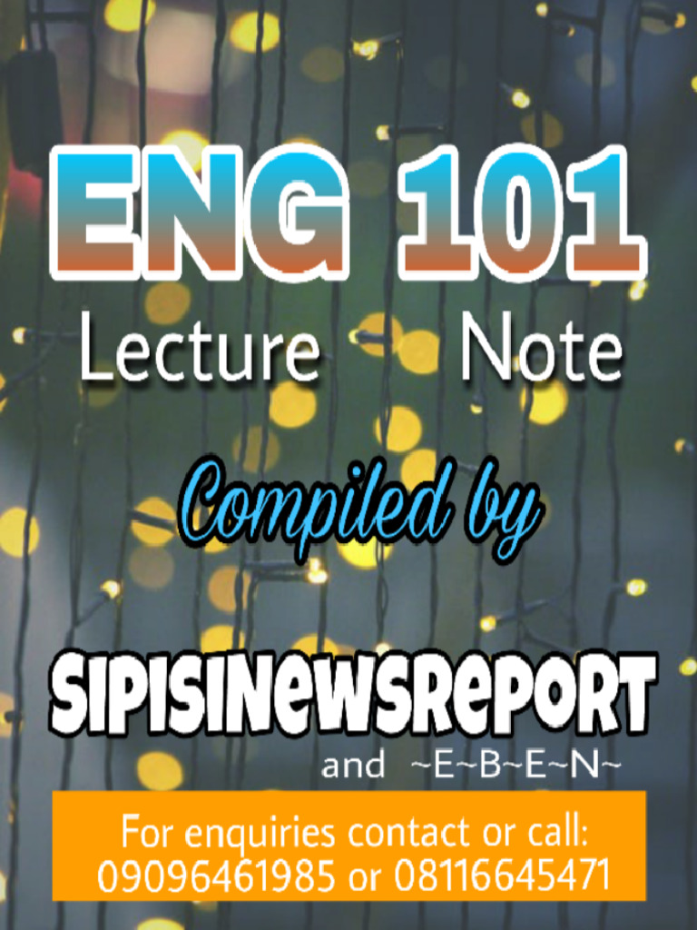Eng 101 Lecture Note-1 | PDF
