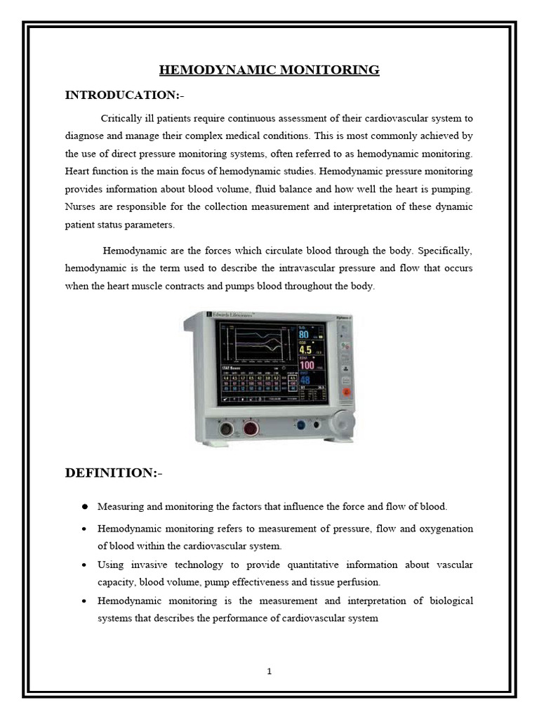 Hemodynamic Monitoring | PDF | Hemodynamics | Heart