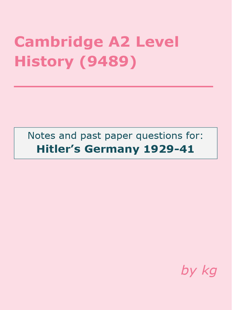 Hitler Notes and Past Paper Questions | PDF | Weimar Republic | Nazi ...