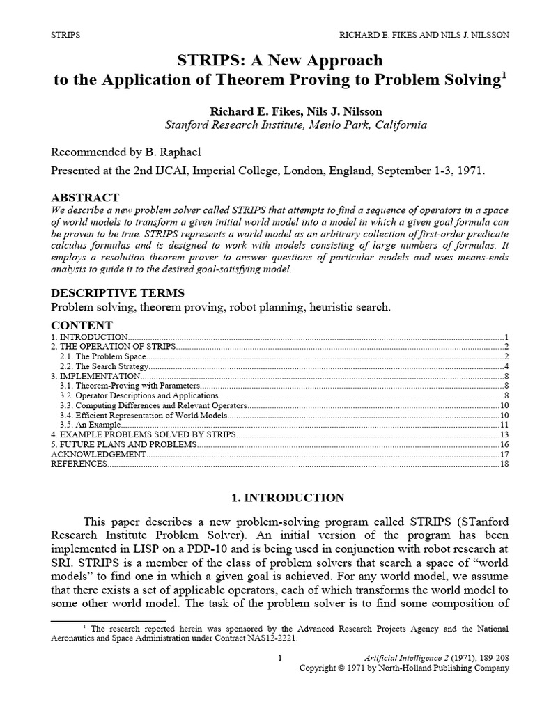 STRIPS | PDF | Mathematical Logic | Mathematics
