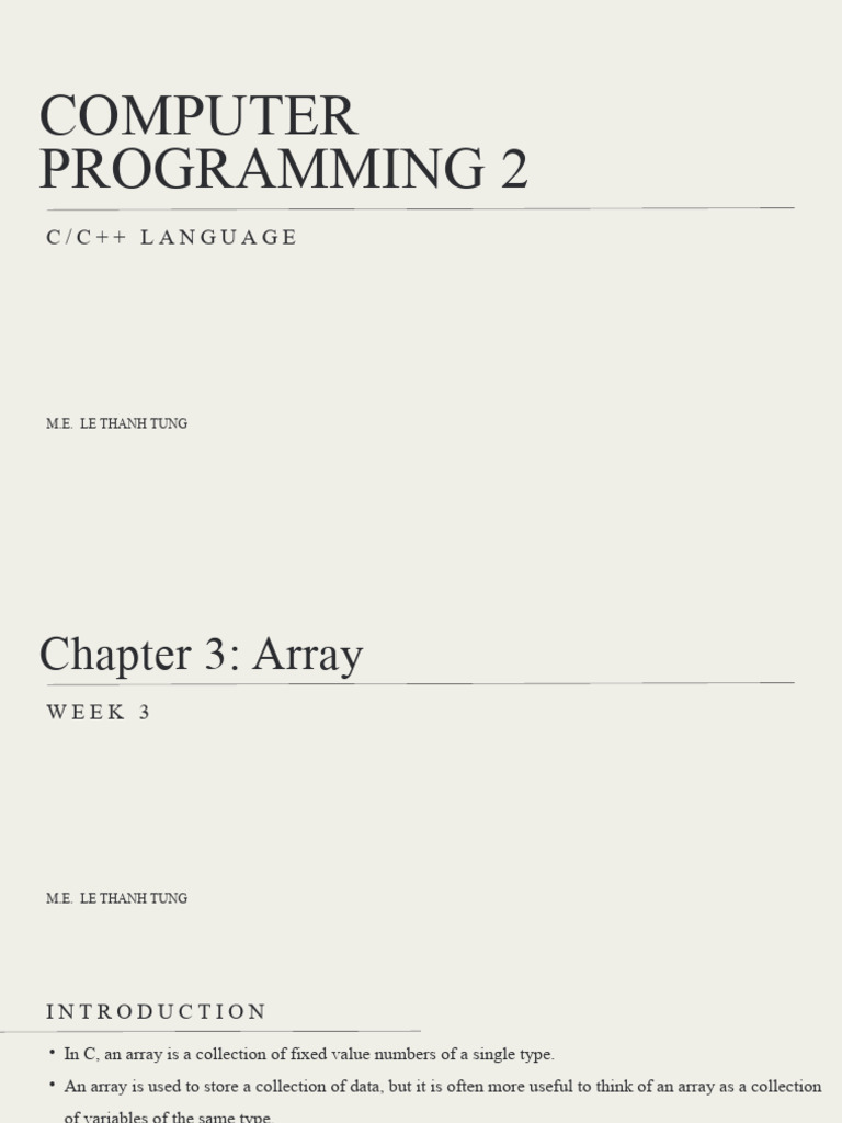 C Programming - Chapter 3 - Array | PDF | Data Type | Computer Data C Programming - Chapter 3 - Array | PDF | Data Type | Computer Data