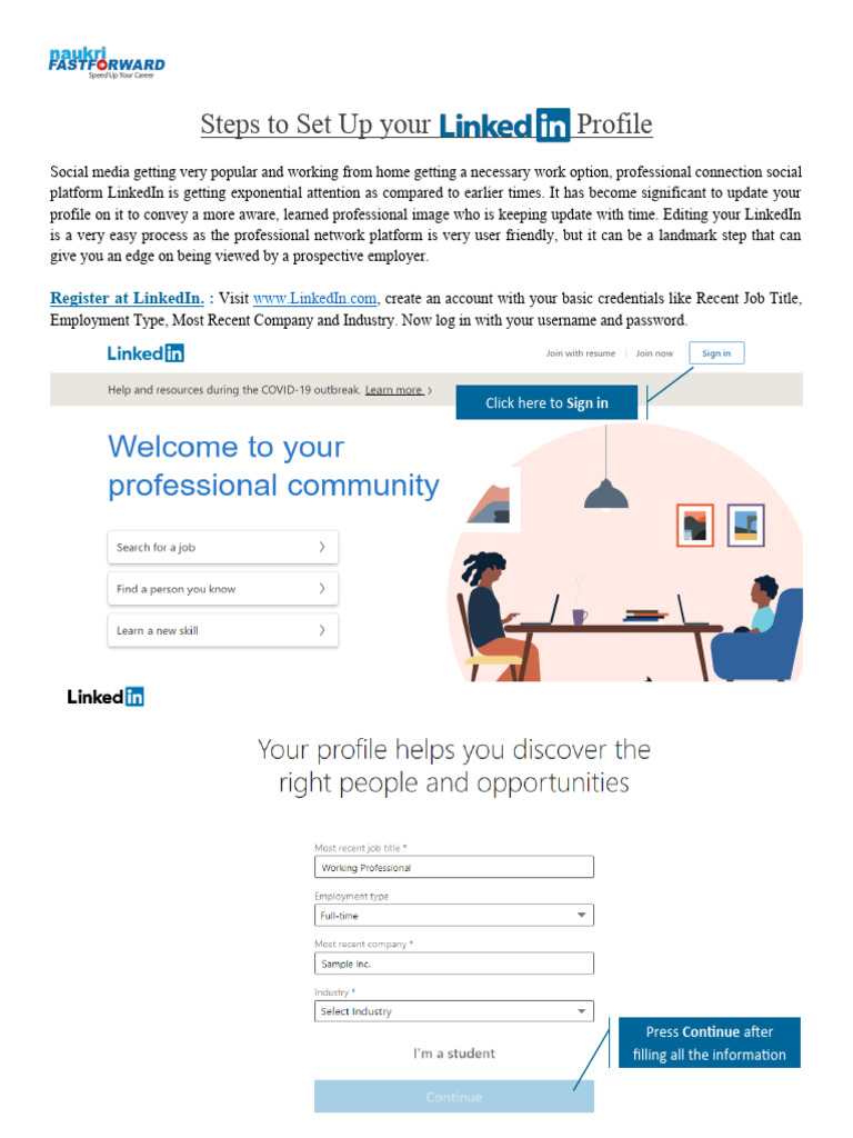 Setup Linkedin Profile Pdf Cloud Computing Linked In