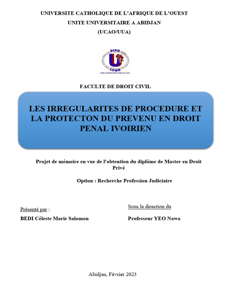 Projet de Memoire Final | PDF | Justice | Crime et violence