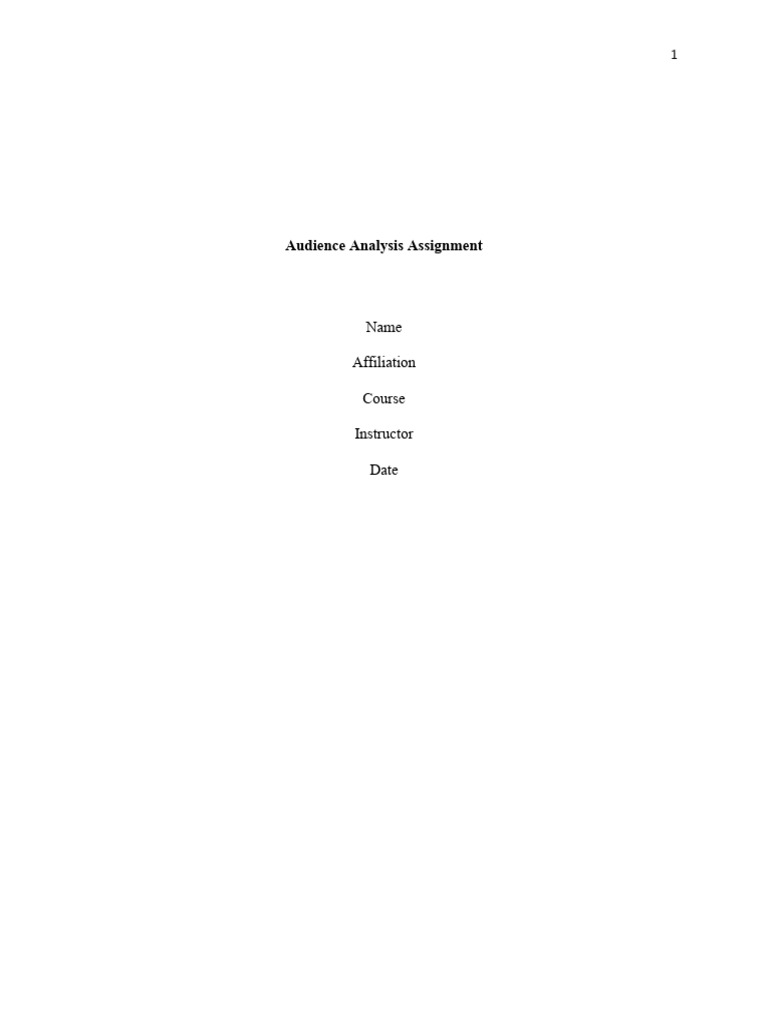 Audience Analysis Assignment | PDF | Technical Communication ...