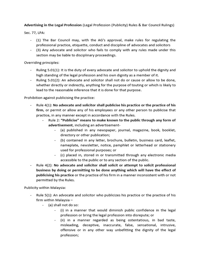 Legal Advertising Rules for Lawyers | PDF | Advocate | Lawyer