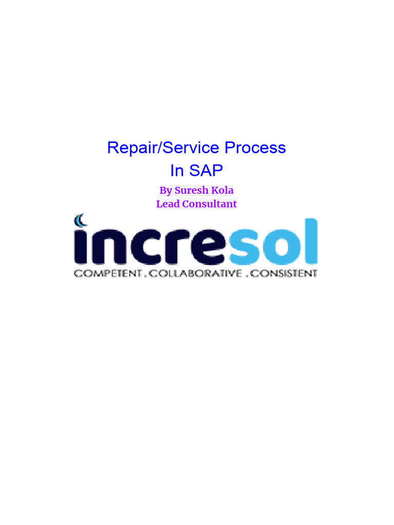 Repair - Service Process in SAP | PDF | Receipt | Information Technology
