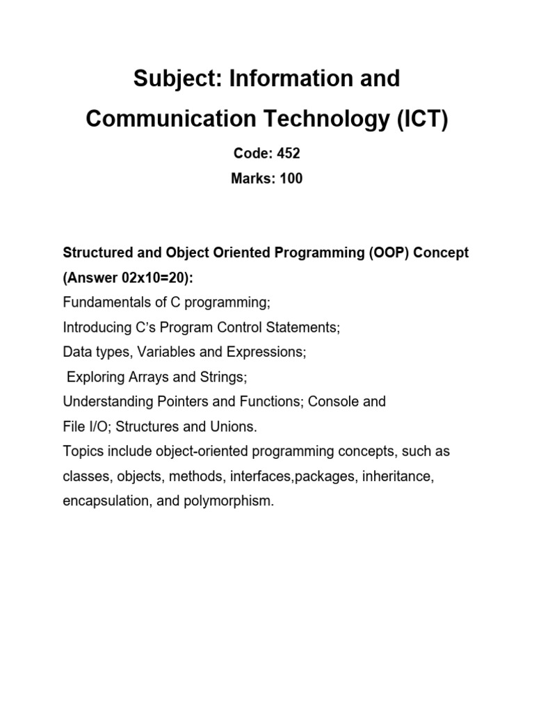 Ict Written Syllabus Ntrca | PDF | Databases | Internet Protocol Suite