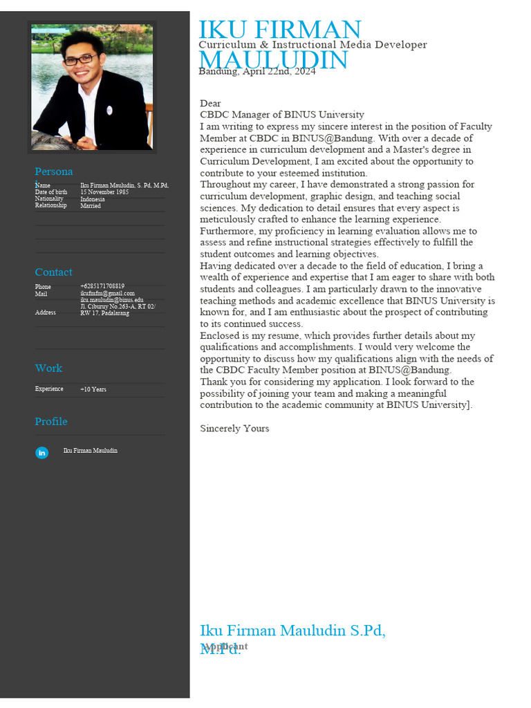 Coverletter_IKU CBDC 2024 | PDF | Curriculum | Cognition