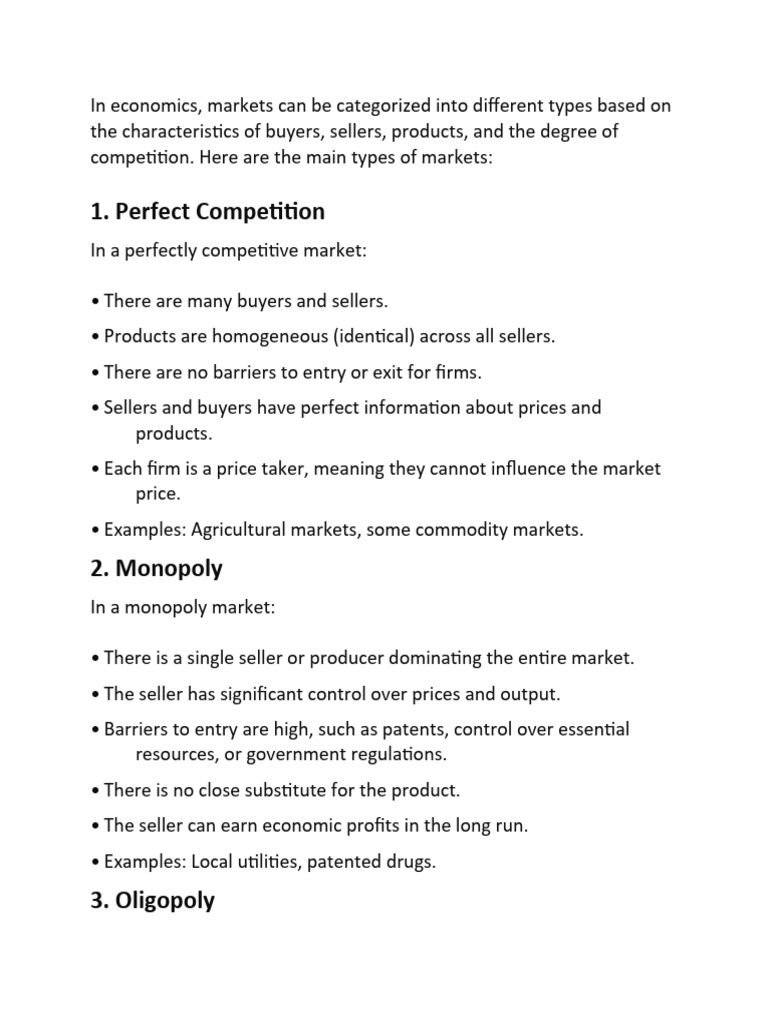Market Types | PDF | Market (Economics) | Monopoly