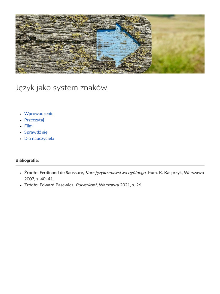 Jezyk Jako System Znakow | PDF